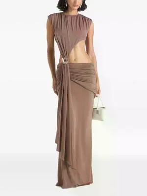 Manière De Voir Asymmetric Cut-out Maxi Dress - Brown