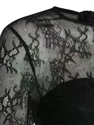 NISSA Lace-overlay Long-sleeve Dress