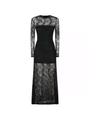 NISSA Lace Maxi Dress - Black
