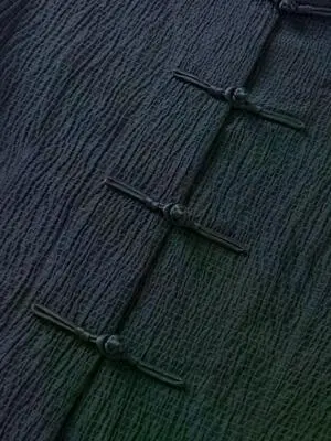 Shanghai Tang Frog-fastening Seersucker Blouse - Blue