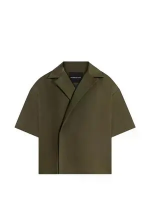 Manière De Voir Abel In Olive Boxy Twill Double-breasted Shirt - Green