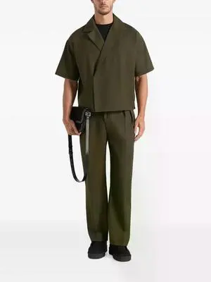 Manière De Voir Abel In Olive Boxy Twill Double-breasted Shirt - Green