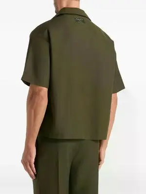 Manière De Voir Abel In Olive Boxy Twill Double-breasted Shirt - Green