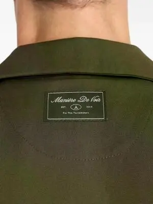 Manière De Voir Abel In Olive Boxy Twill Double-breasted Shirt - Green