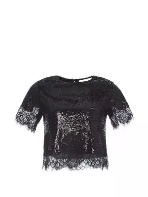 Monse Sequin-embellished Lace-trim Top - Black