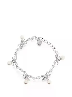 SELF-PORTRAIT Crystal-embellished Bow-detail Bracelet - Silver