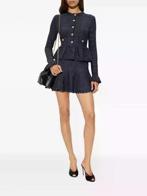 SELF-PORTRAIT Peplum-hem Long-sleeve Mini Dress