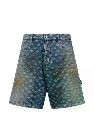 Dsquared2 Monogram Dirty Wash Carpenter Shorts