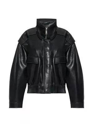 SELF-PORTRAIT Stand-up Collar Faux-leather Jacket