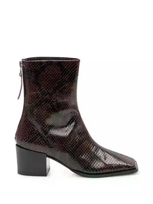AeydĒ Amina Snake-effect Leather Ankle Boots - Red