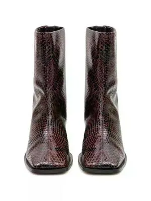 AeydĒ Amina Snake-effect Leather Ankle Boots - Red