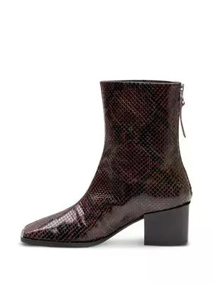 AeydĒ Amina Snake-effect Leather Ankle Boots - Red