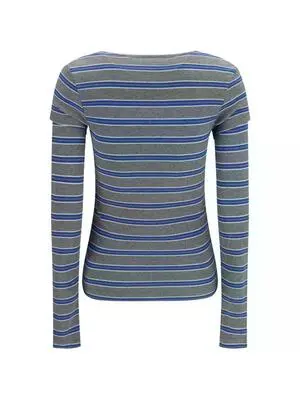 GANNI Striped Ribbed T-shirt