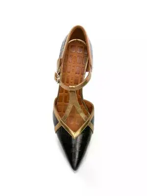 Chie Mihara Aware Crocodile-effect Metallic-trim Heeled Pumps