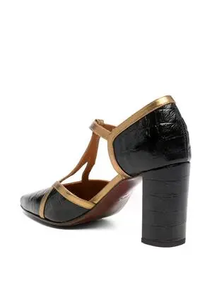 Chie Mihara Crocodile-effect Heeled Pumps With Metallic Trim