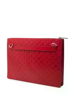 Gucci Embossed Leather Zip Messenger Bag