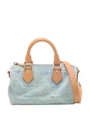 LOUIS VUITTON 2021-2026 Monogram Denim Nano Speedy Bandouliere Satchel - Blue