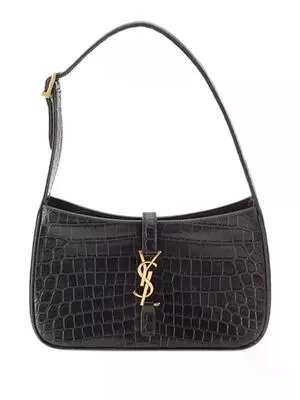 Saint Laurent Le 5 A 7 Croc Embossed Leather Shoulder Bag