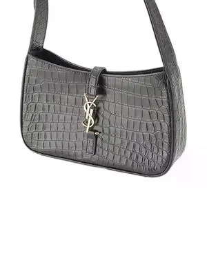 Saint Laurent Le 5 A 7 Croc Embossed Leather Shoulder Bag