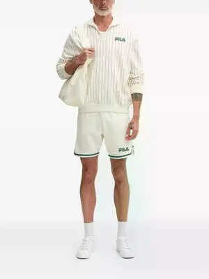 FILA Pinstripe Quarter-zip Long-sleeve Polo Top - White
