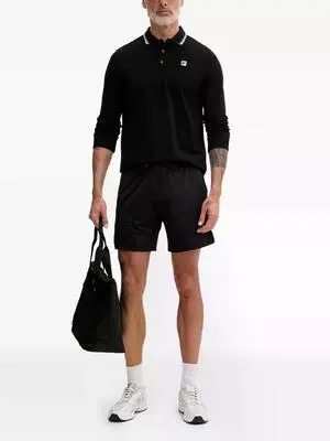FILA Biella Logo-patch Long-sleeve Polo Shirt - Black