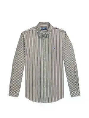 Polo Ralph Lauren Custom Fit Striped Poplin Shirt - Brown