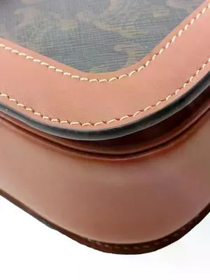 Celine Triomphe Crossbody Bag In Coated Canvas And Calfskin - Brown