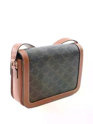 Celine Triomphe Crossbody Bag In Coated Canvas And Calfskin - Brown