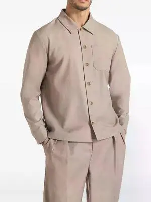 Manière De Voir Valentin In Taupe Classic Tailored Long Sleeve Shirt - Neutrals