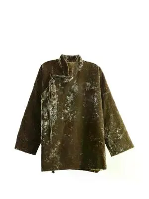 UMA WANG Kika Crushed-velvet Tie-fastening Jacket - Green
