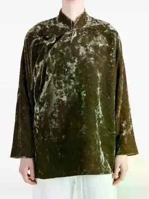 UMA WANG Kika Crushed-velvet Tie-fastening Jacket