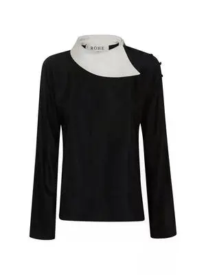 RÓHE Button-shoulder Satin Blouse