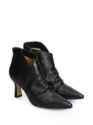 THE SELLER Ruched Pointed-toe Ankle Boots - Black