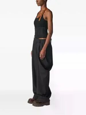 Monse Ribbed Knit Halterneck Top With Leather Strap Detail