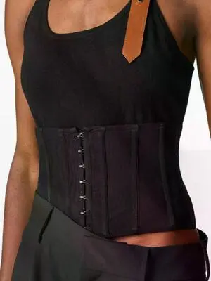 Monse Ribbed Knit Halterneck Top With Leather Strap Detail