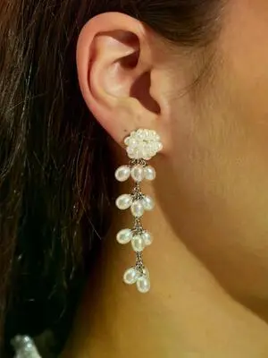 SELF-PORTRAIT Cluster Drop Earrings - Neutrals