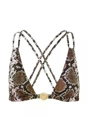Moschino Snake-print Bikini Top - Brown