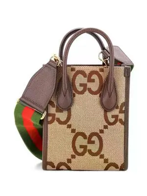 Gucci Vertical Tote Jumbo Gg Canvas Mini Crossbody Bag