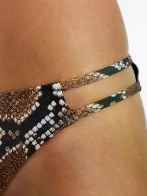 Moschino Snake-print Cut-out Bikini Bottoms - Brown