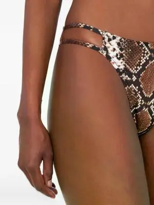 Moschino Snake-print Bikini Bottoms - Brown