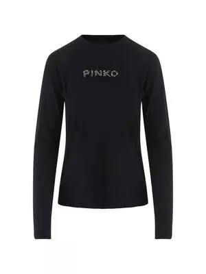 Pinko Embellished Logo-patch Long-sleeve T-shirt