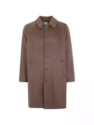 WOC Single-breasted Raglan-sleeve Coat - Brown