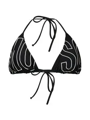 Moschino Printed Triangle Bikini Top - Black