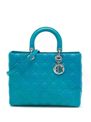 Dior 2013 Large Lambskin Cannage Lady Satchel - Blue