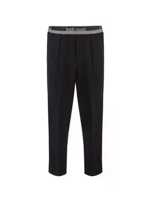 Just Cavalli Logo-waistband Pleated Trousers - Black