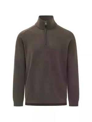 Premiata Quarter-zip Wool Sweater - Brown