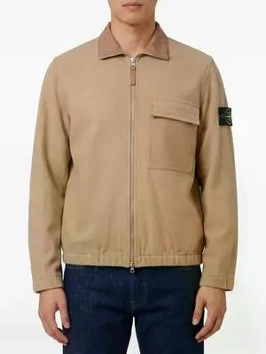 Stone Island Logo-patch Zip-up Jacket - Neutrals