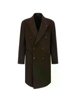 Tagliatore Double-breasted Peak Lapel Coat - Brown