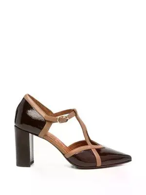 Chie Mihara Aware T-bar Patent Leather Heeled Pumps - Brown