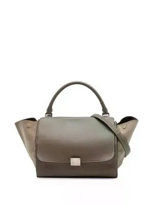 Celine Medium Calfskin And Suede Trapeze Satchel - Brown